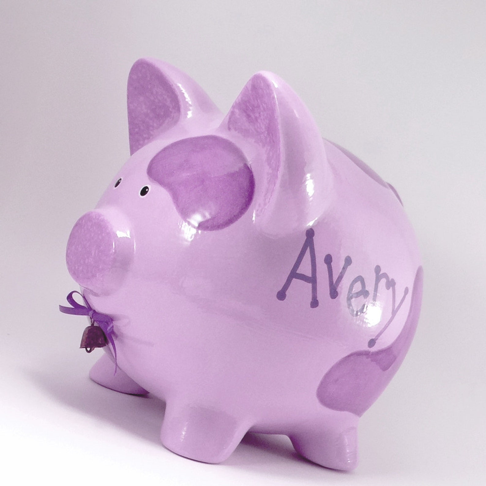 Purple Cow Personalized Piggy Bank Ceramic Cow Bank Moolah - Etsy