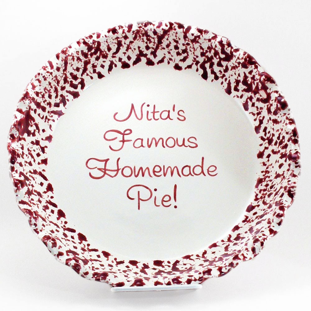 Burgundy Spongeware Personalized Pie Dish Spongeware - Etsy