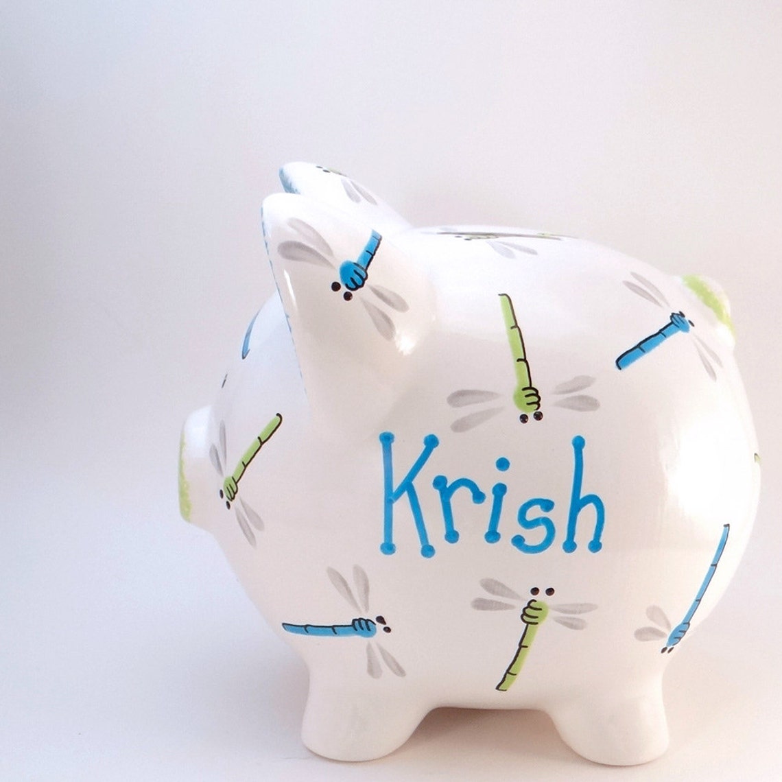 Blue & Green Dragonfly Piggy Bank Personalized Piggy Bank - Etsy