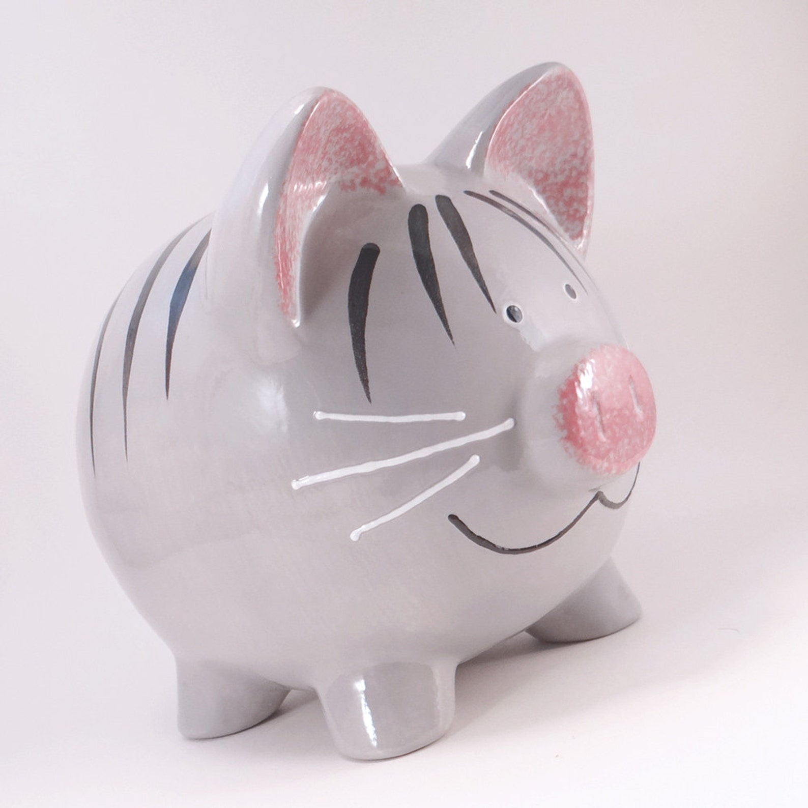 Grey Kitty Personalized Piggy Bank Kitten Piggy Bank Kitty - Etsy