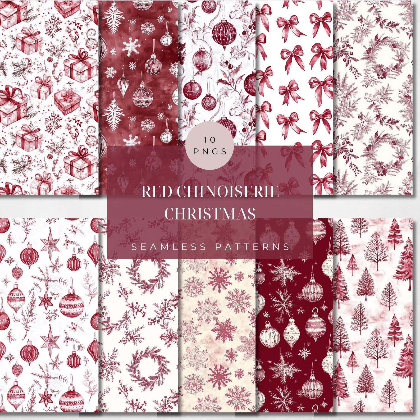 Watercolor Christmas Seamless Patterns Big Bundle | Mega Digital Papers ...