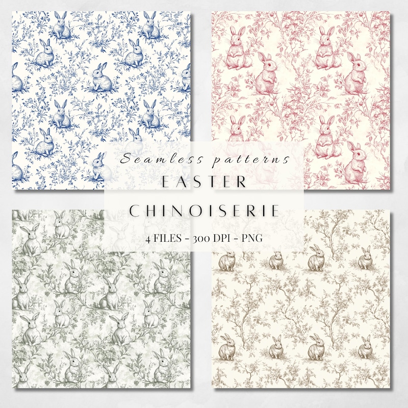 Blue Toile Bunny Invite - Etsy