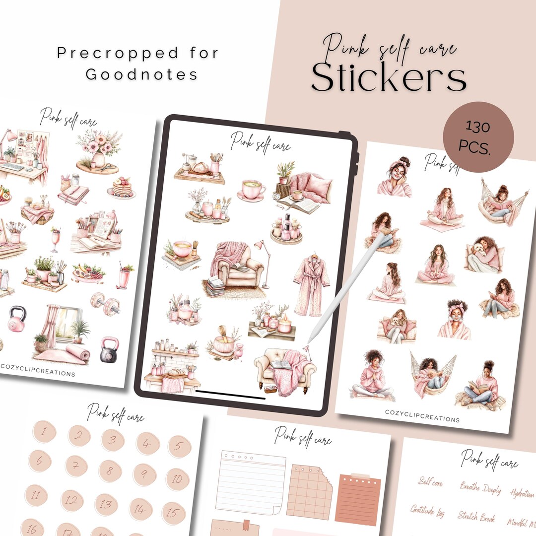 Pink and Cozy Self Care Clipart PNG Goodnotes Stickers |self Care ...
