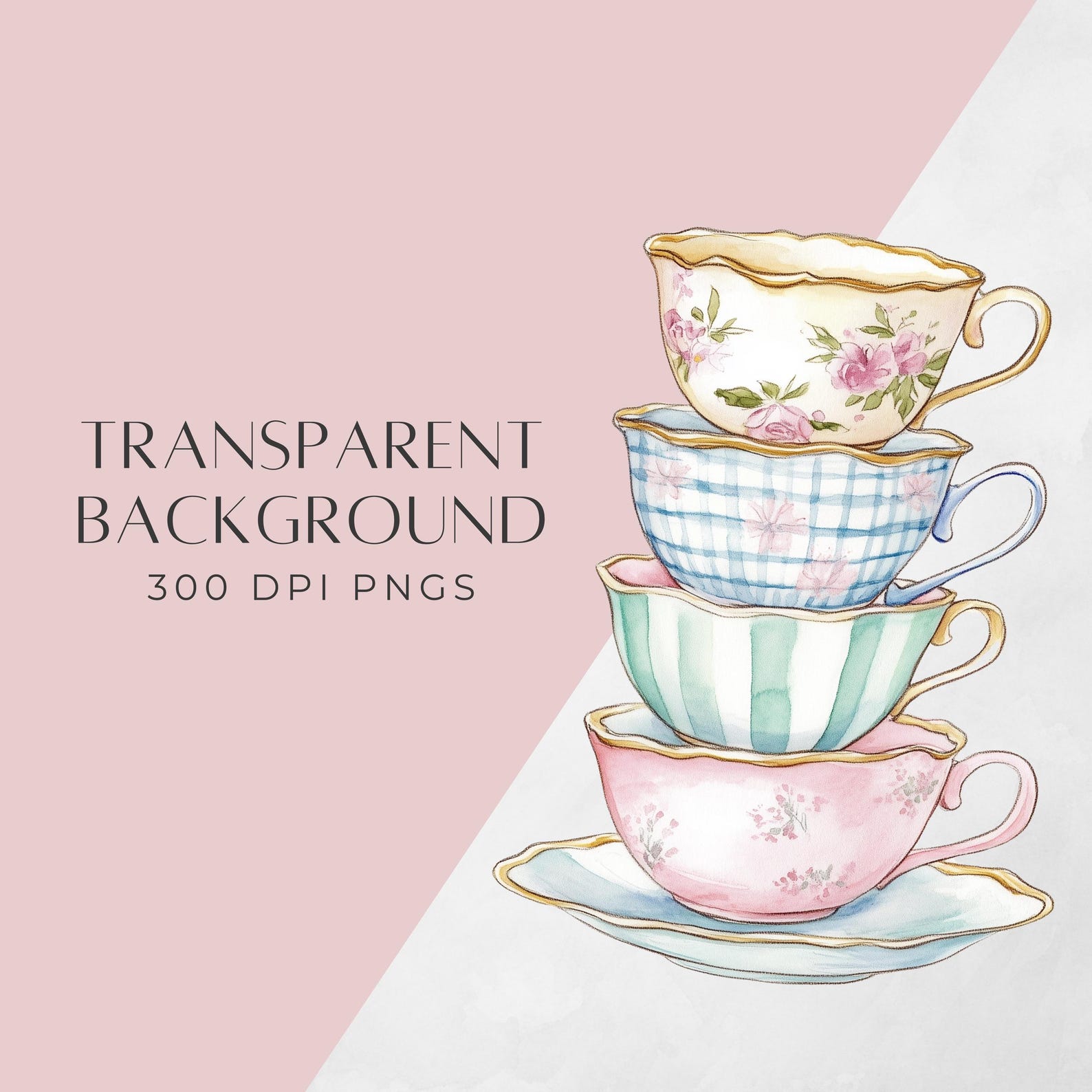 Afternoon Tea Clip Art, Vintage Floral PNG, High Tea Invitations ...