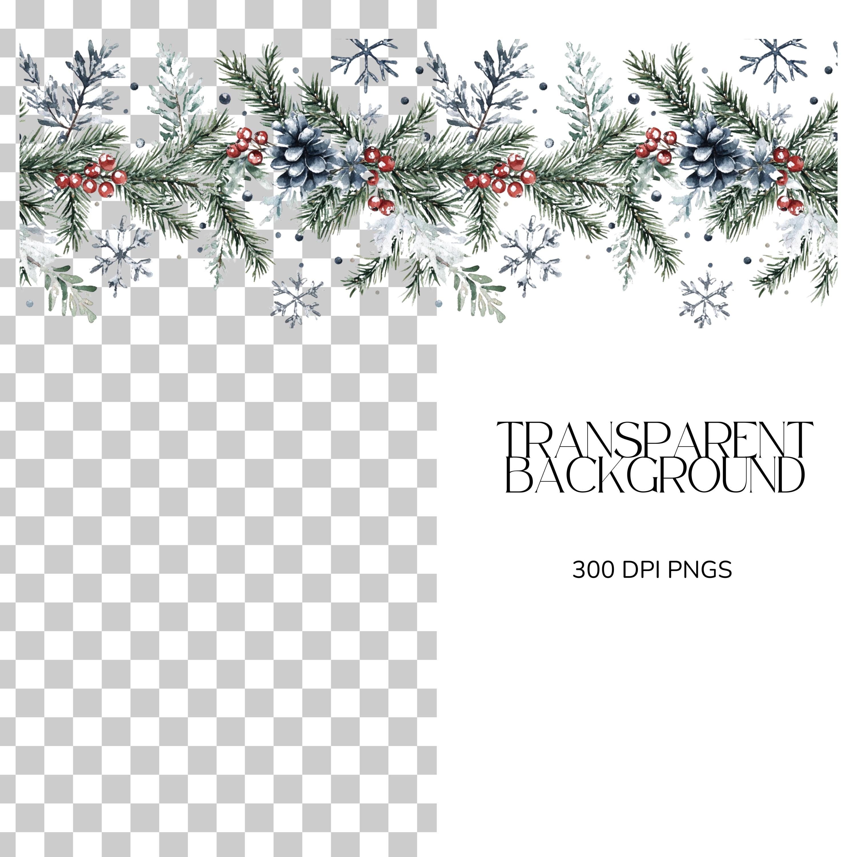 Christmas Winter Border Png | Winter Greenery Watercolor Bundle ...