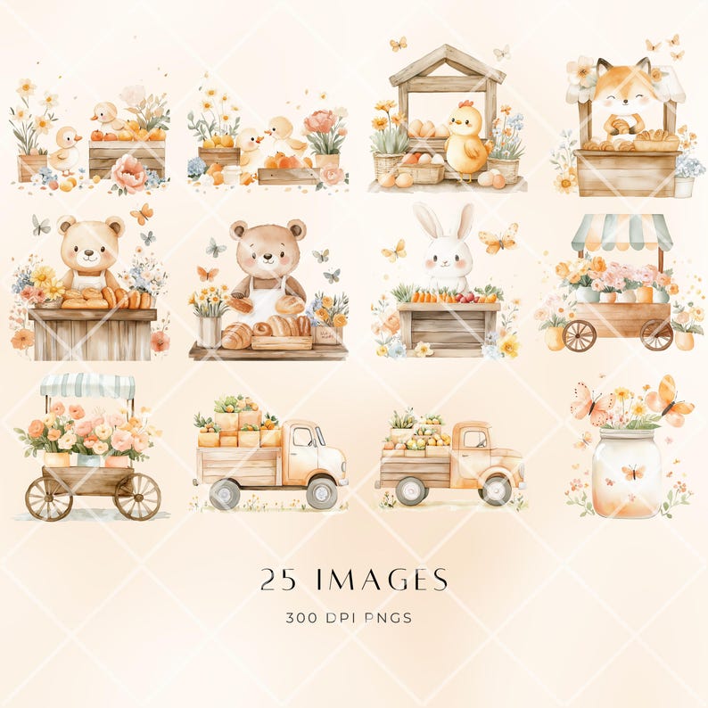 Locally Grown Clipart, Watercolor Farmers Market PNG, Fruit & Vegetable ...