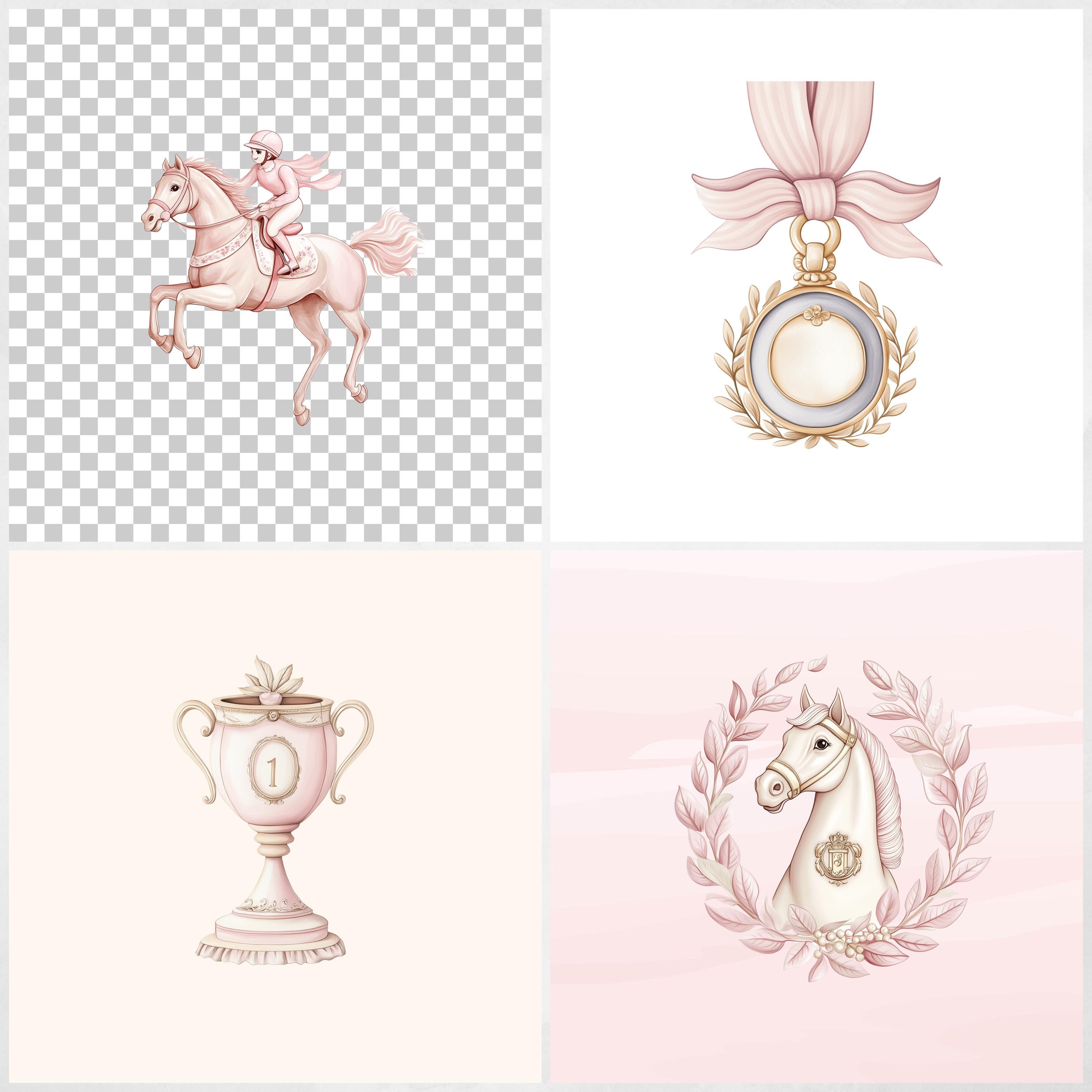 Pink Derby Watercolor Crest Clipart Bundle, High Quality Digital ...