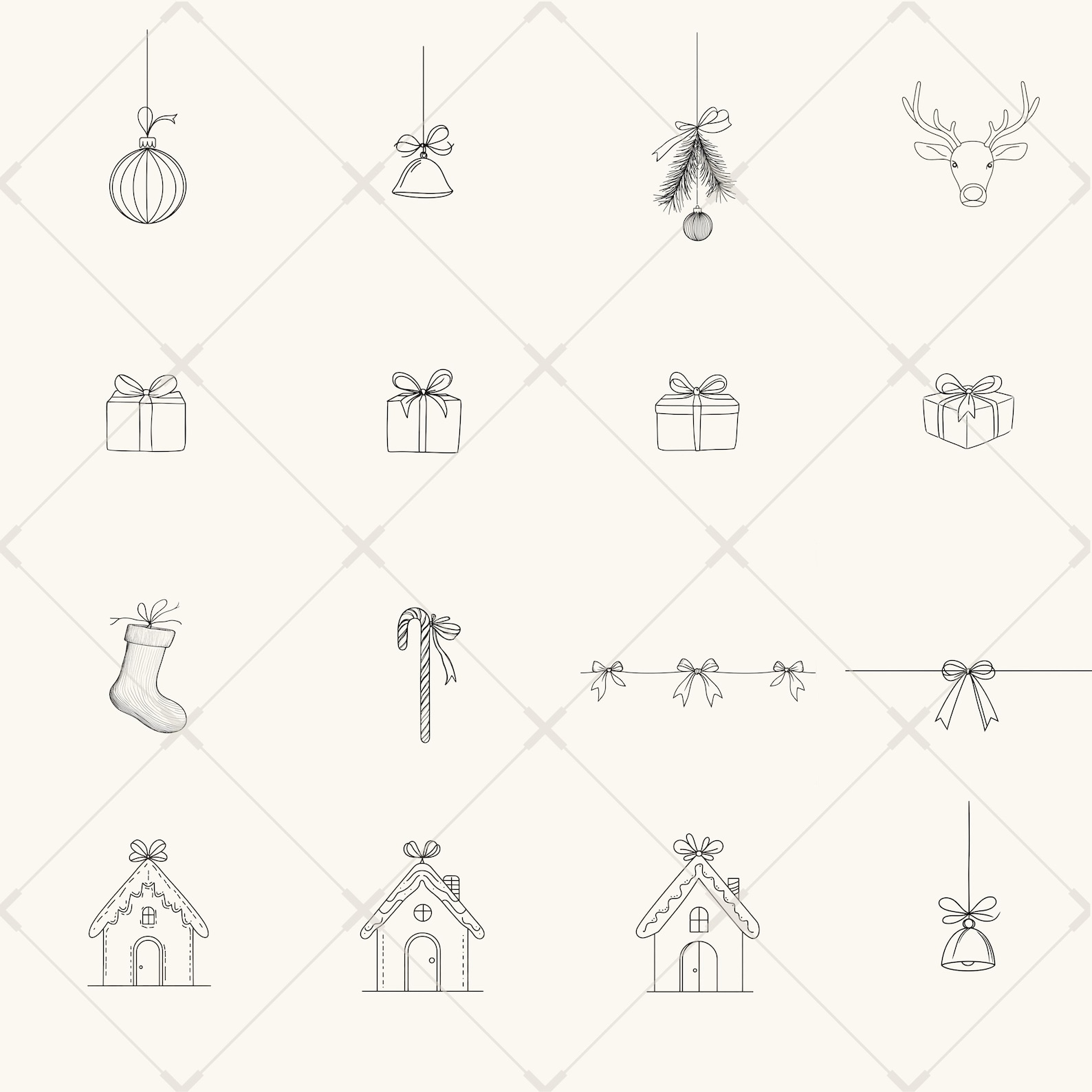 Christmas Line Art Drawings Png Bundle | Christmas Presents and ...