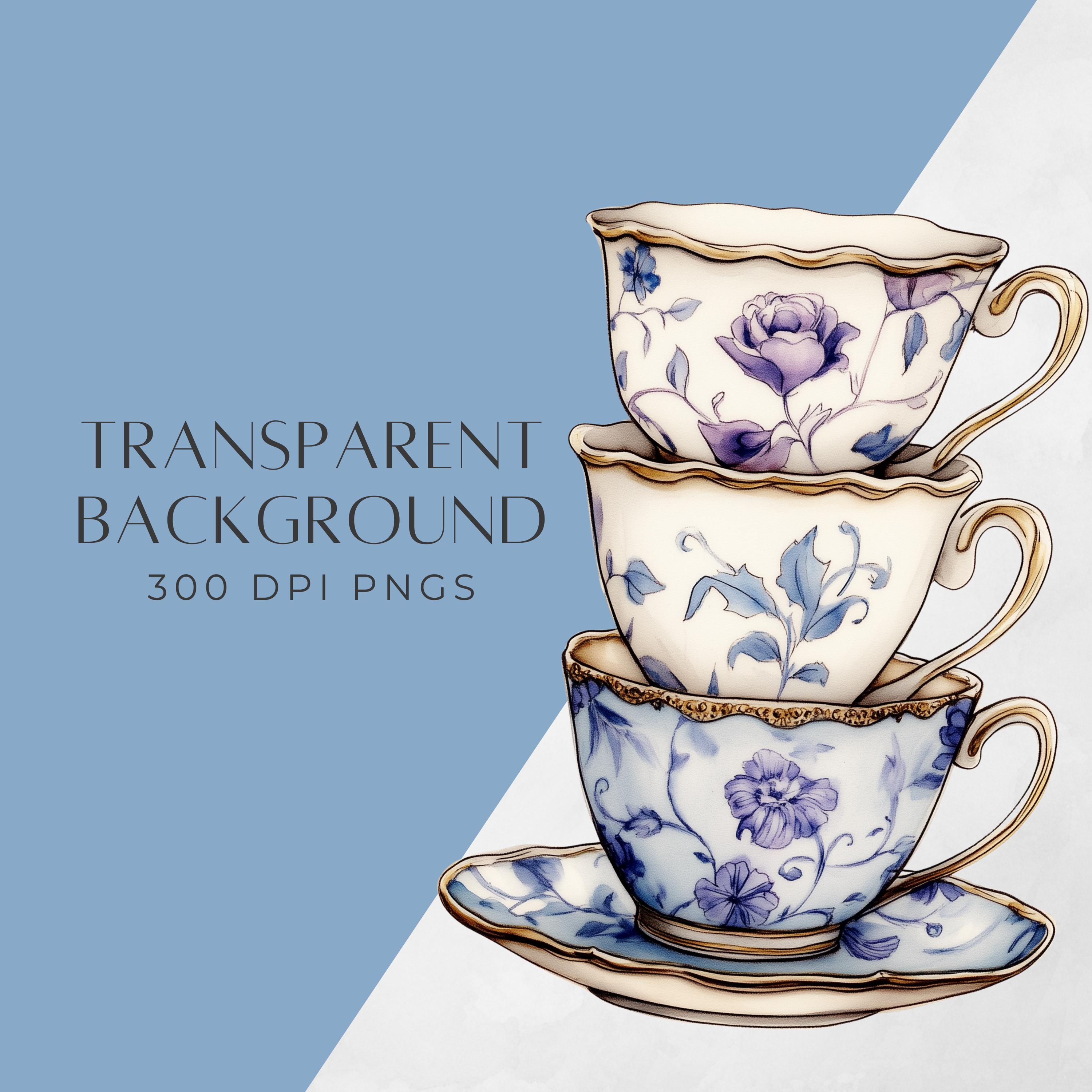 Stacked Tea Cups Clipart, Vintage Watercolor Digital Download for ...