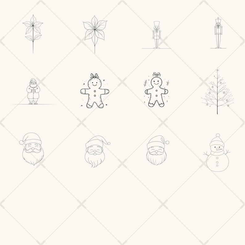 Christmas Line Art Drawings Png Bundle | Christmas Presents and ...