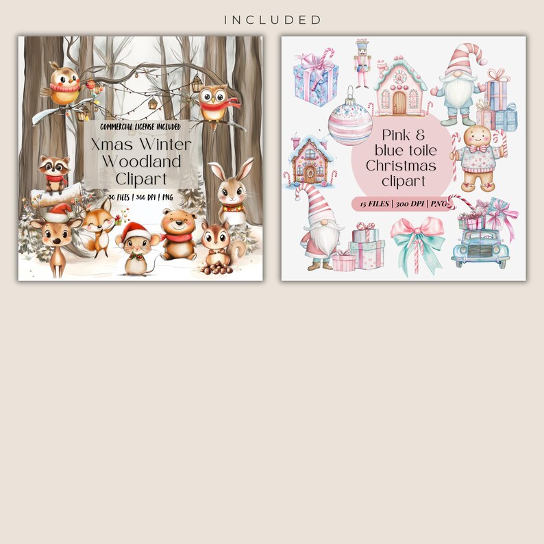 Big Mega Christmas Clipart Bundle, Digital Papers and Seamless Patterns ...