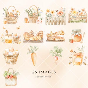 Locally Grown Clipart, Watercolor Farmers Market PNG, Fruit & Vegetable ...