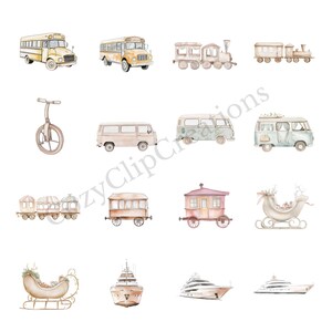 Watercolor Transport Alphabet Clipart Bundle | Vehicle Themed PNG Set ...
