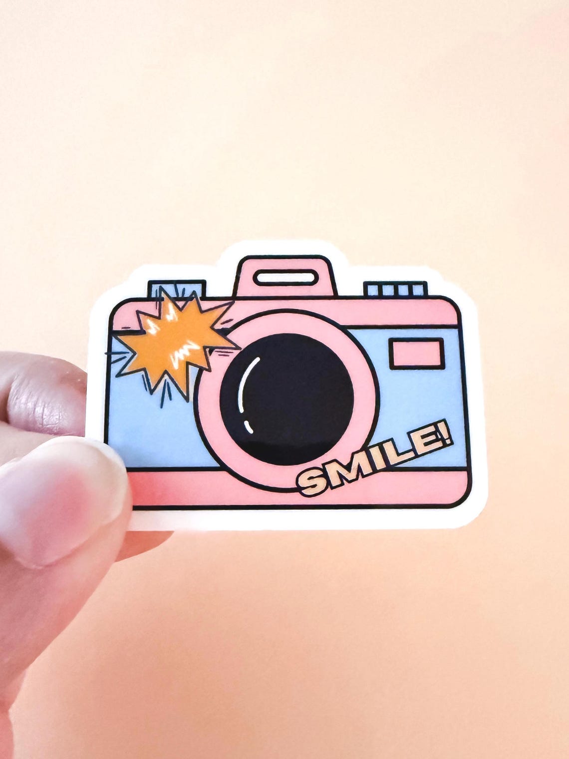 Retro Camera Smile Sticker: Glossy Waterproof Durable - Etsy