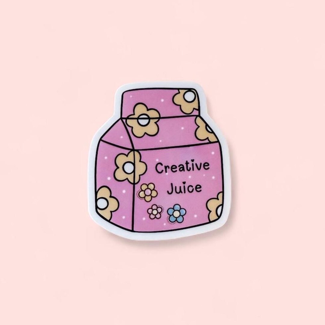 Creative Juice Box Sticker: Waterproof Glossy Flower Decal - Etsy