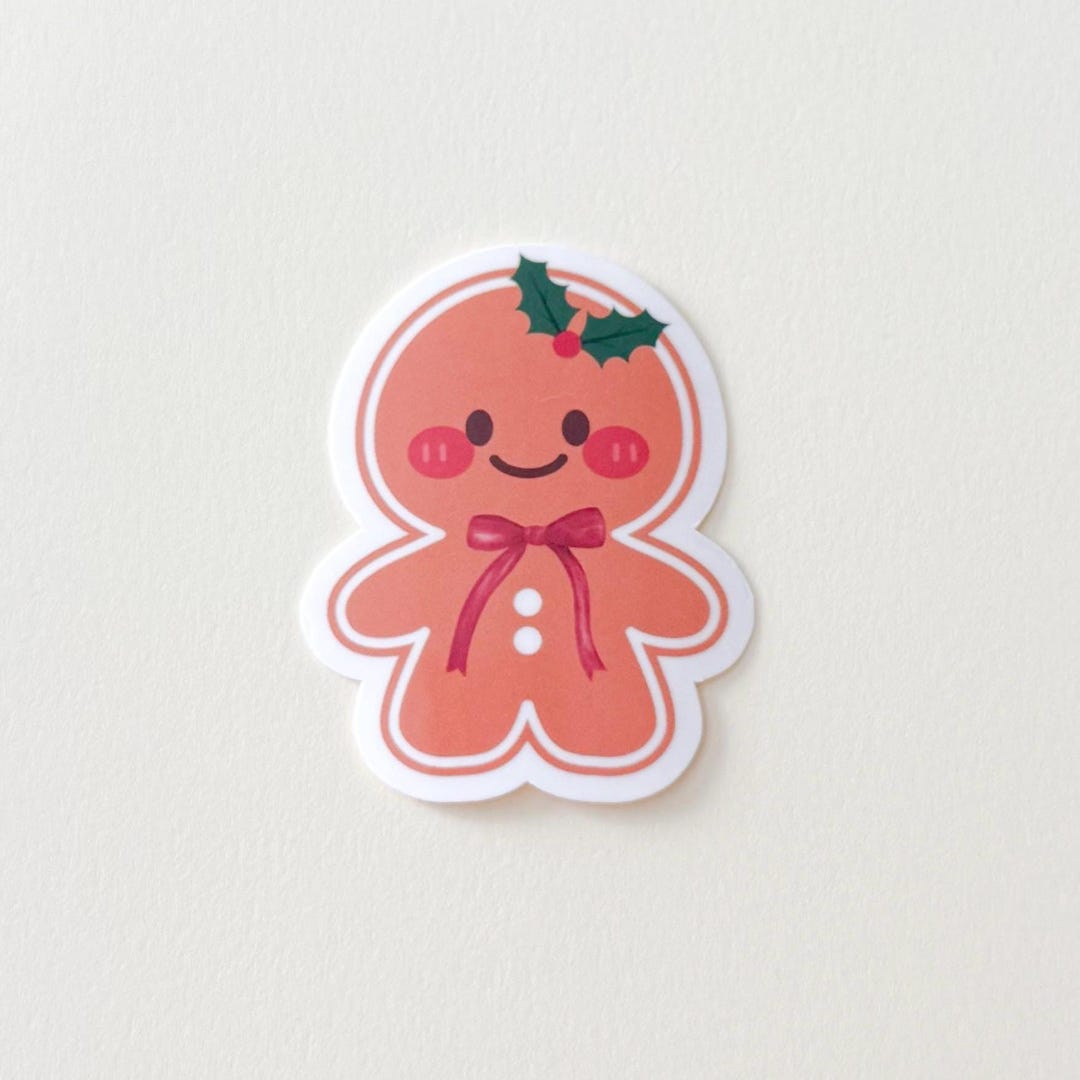 Gingerbread Man Holiday Sticker - Christmas Glossy or Holographic - Etsy