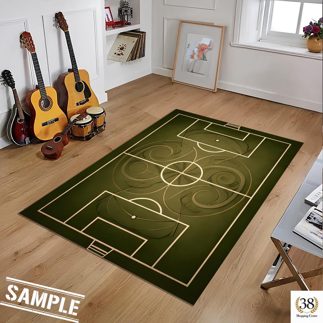 Football Field Rug, Kids Room Rug, Non Slip Rug, Washable Rug, TV Room ...
