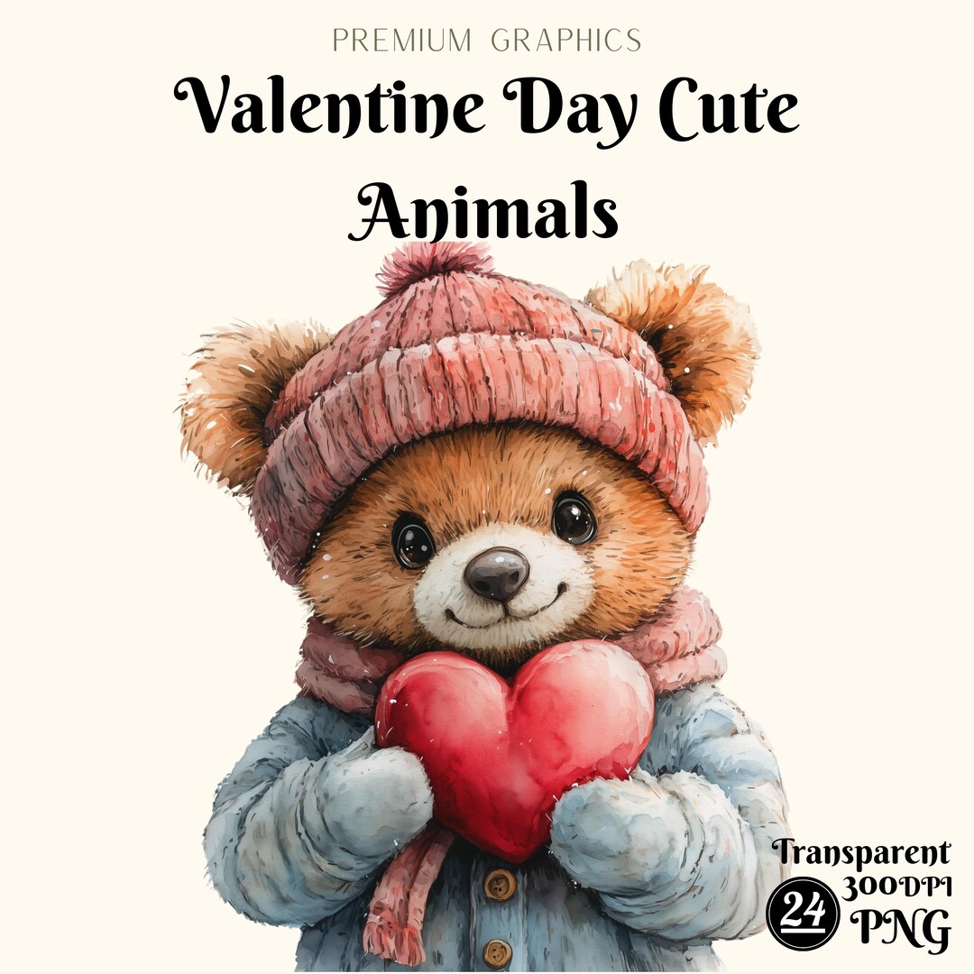 Valentines Day Clipart,watercolor Valentines Day Animals Clipart ...