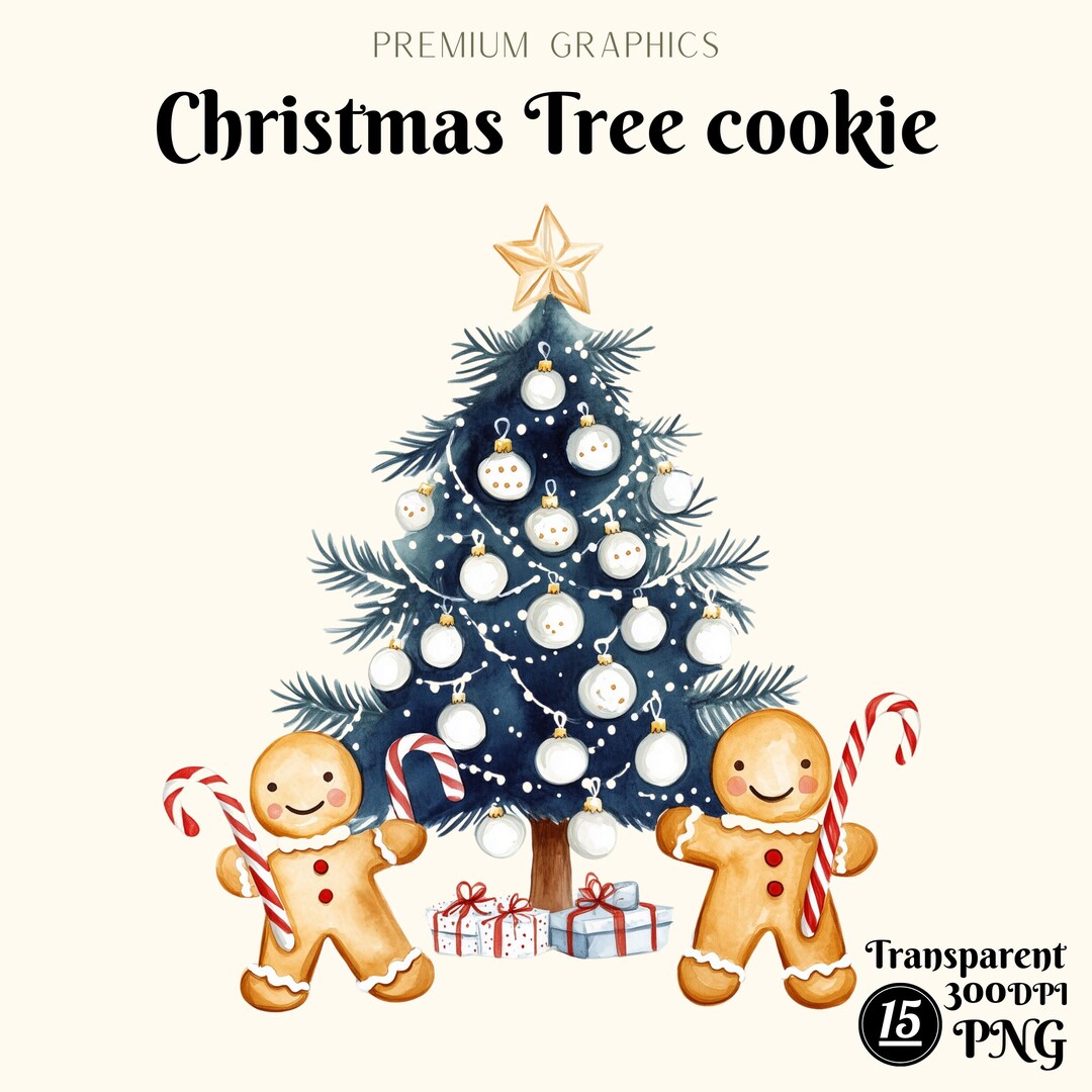 Christmas Tree Cookie Clipart, Festive Gingerbread Tree Art, Holiday ...