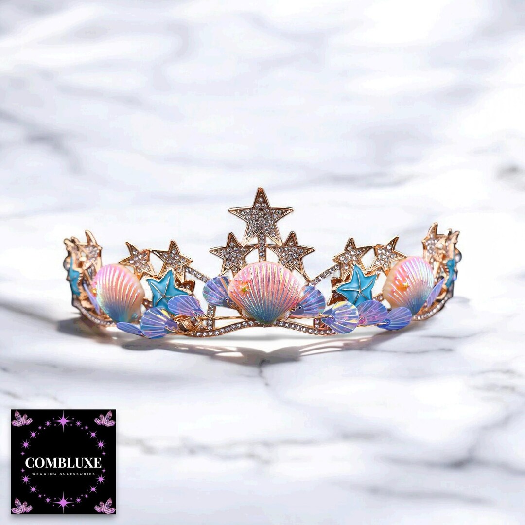 Baroque Starfish Shell Tiara Crown, Gift for Her, Elegant Baroque Shell ...