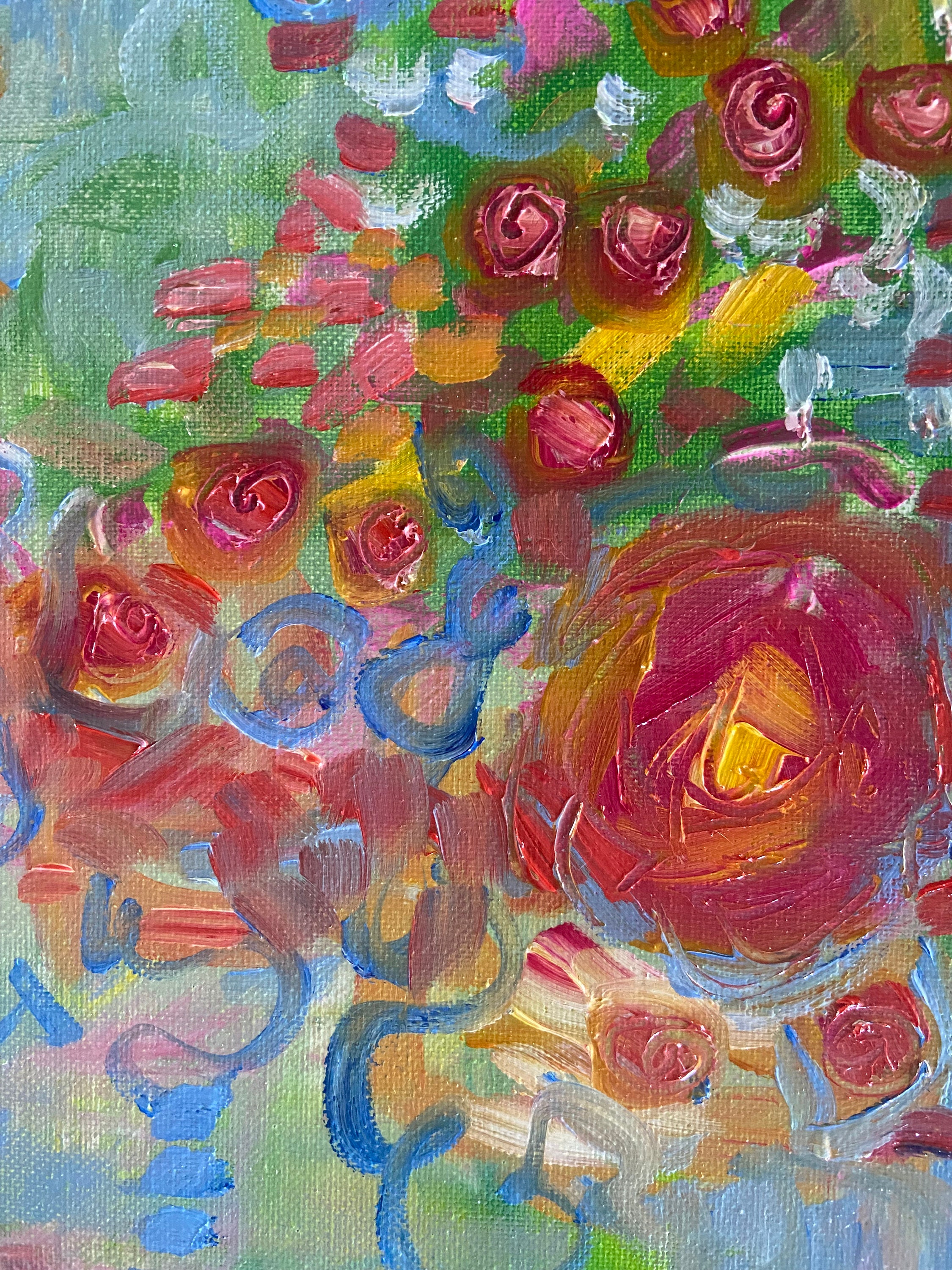 TANGLE of ROSES, 12x12, Original Oil Painting on Canvas,, Colorful ...
