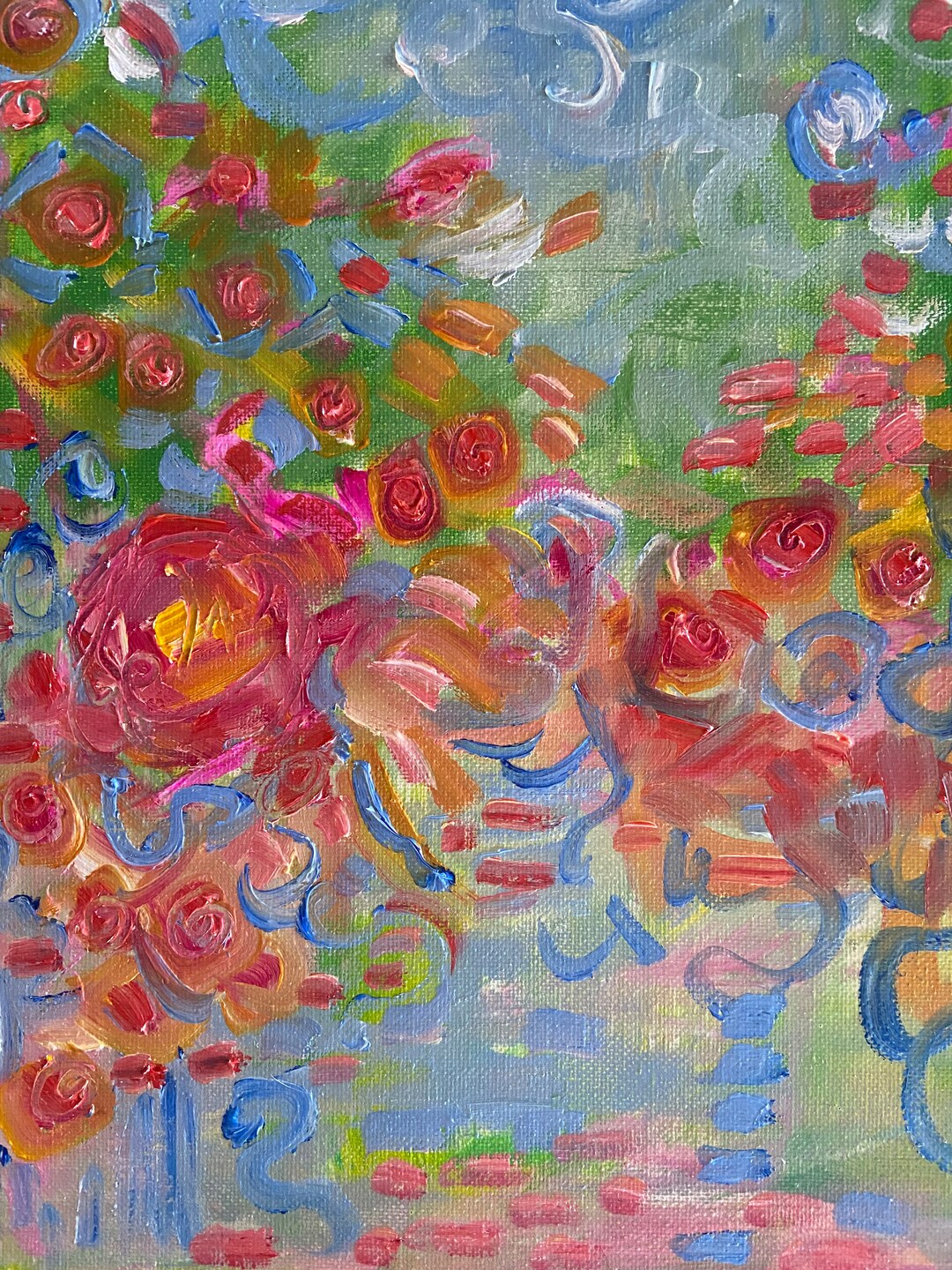 TANGLE of ROSES, 12x12, Original Oil Painting on Canvas,, Colorful ...