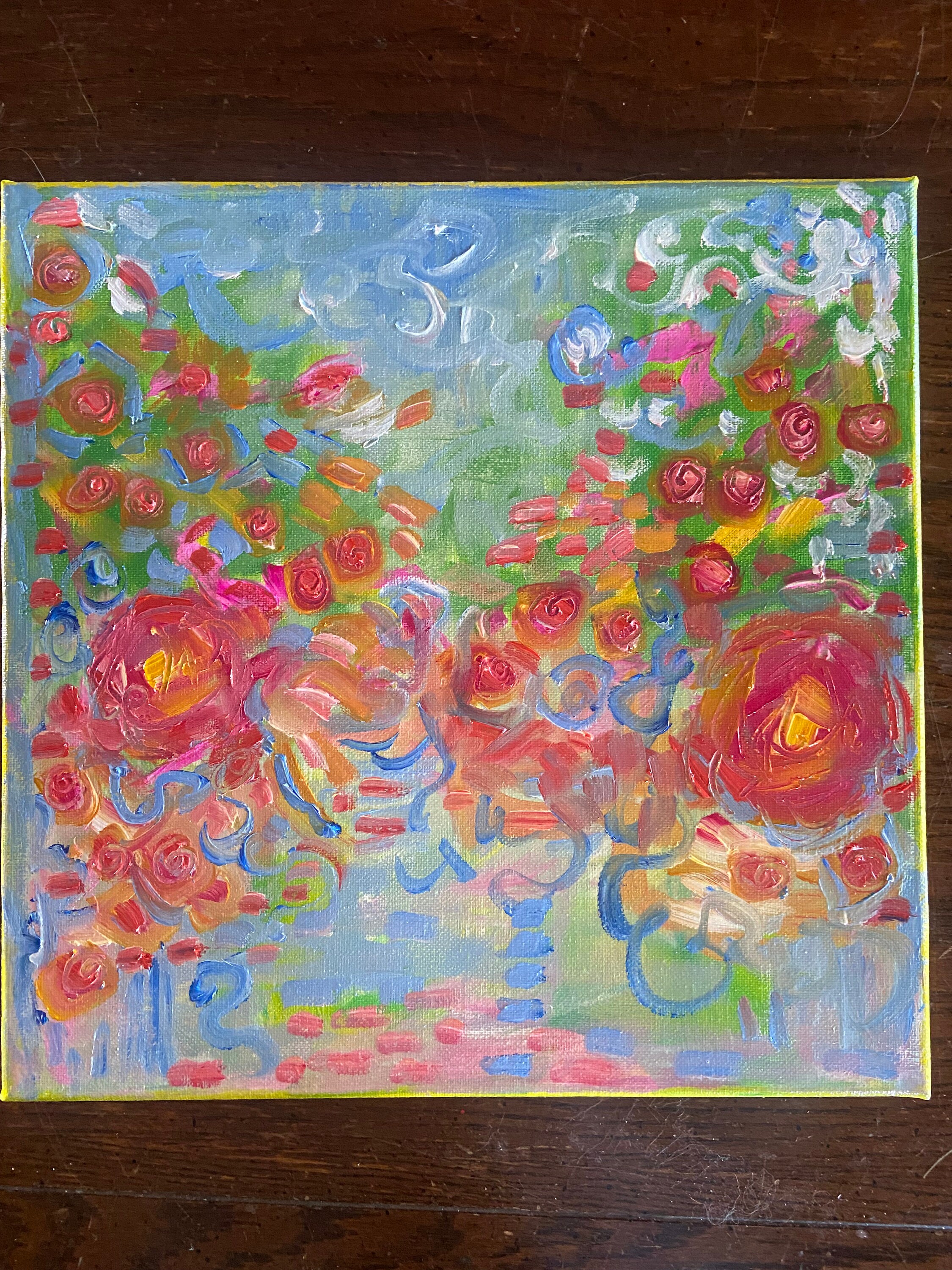 TANGLE of ROSES, 12x12, Original Oil Painting on Canvas,, Colorful ...