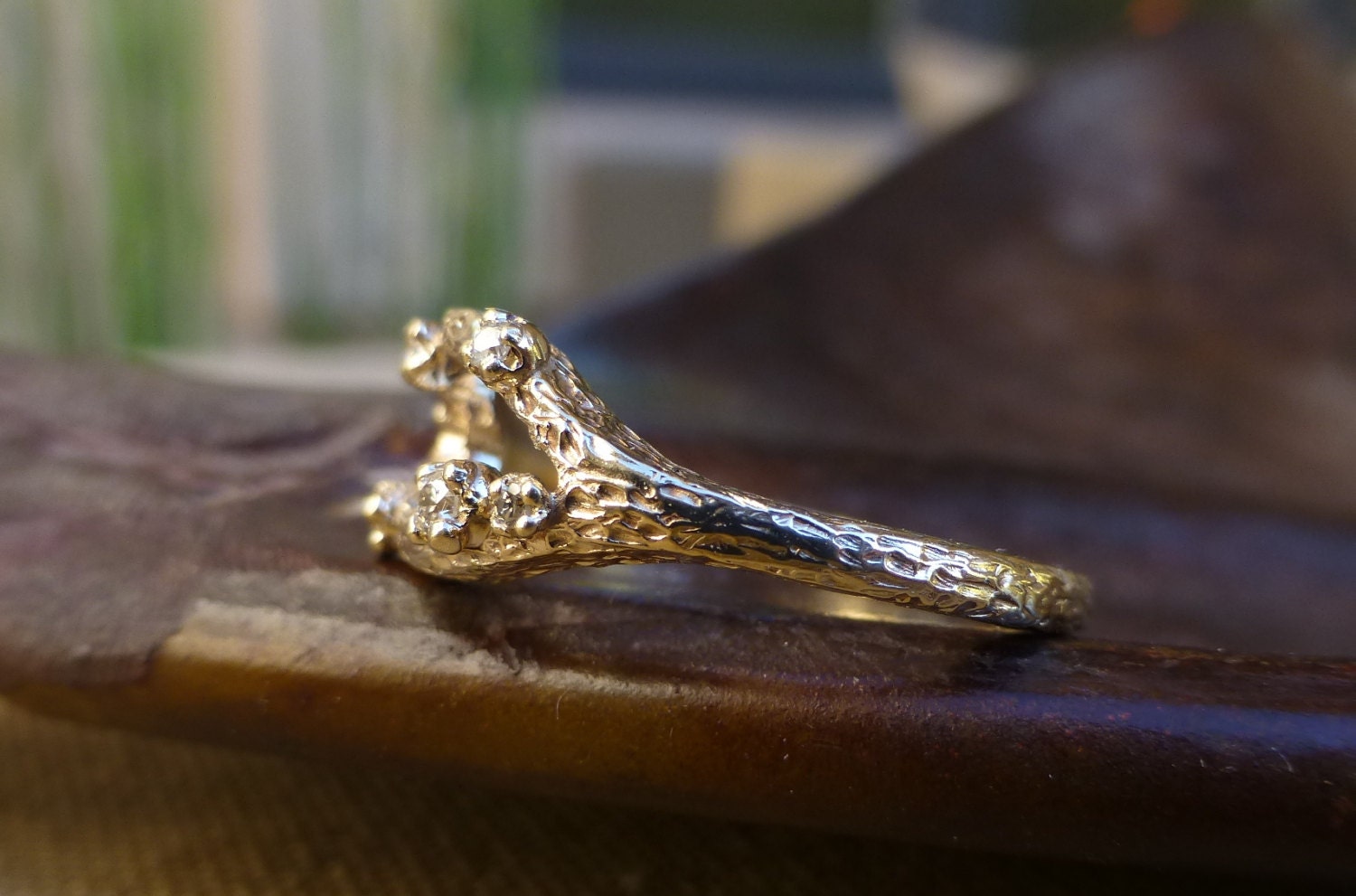 Branch Engagement Ring. Textured Branch Diamond Ring. 14k - Etsy