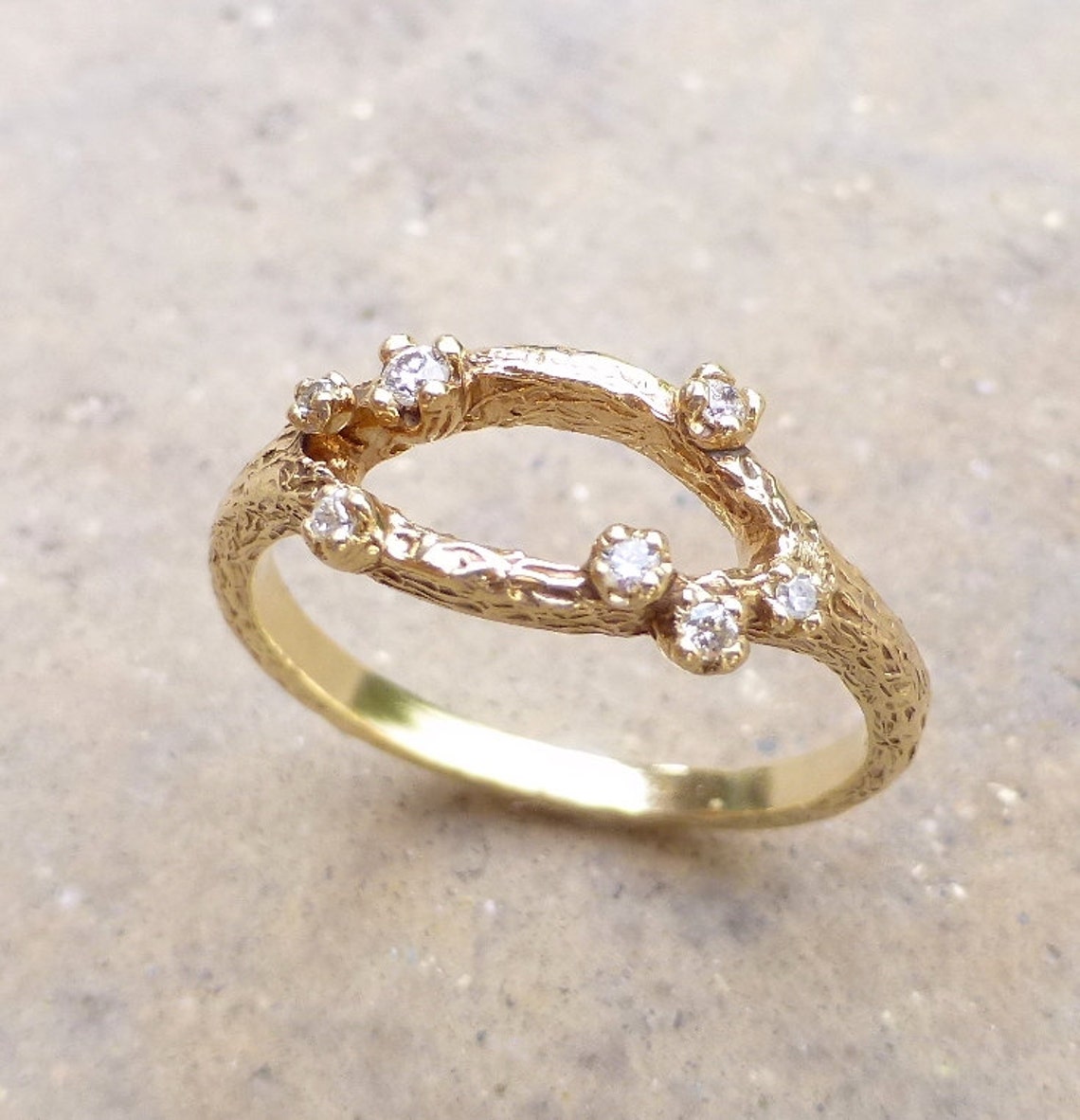 Branch Engagement Ring. Textured Branch Diamond Ring. 14k - Etsy