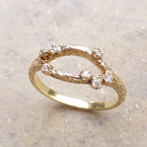 Branch Engagement Ring. Textured Branch Diamond Ring. 14k Yellow Gold ...