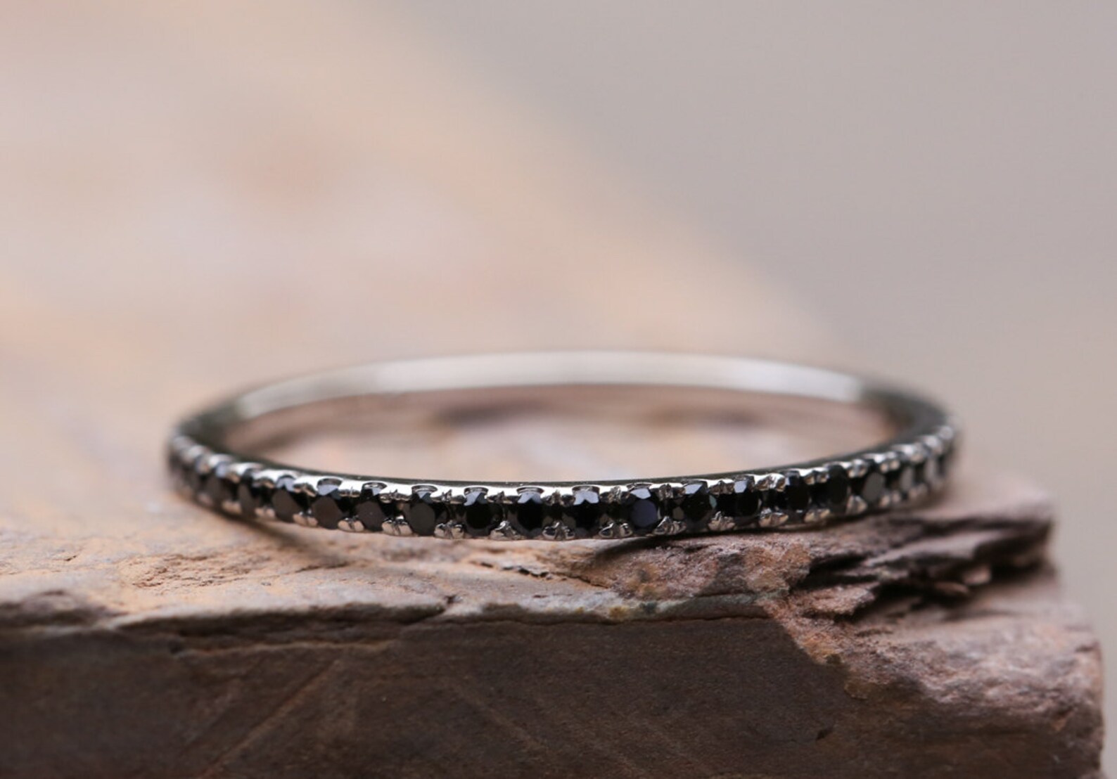 Eternity Ring With Black Diamonds. 14k White Gold. - Etsy