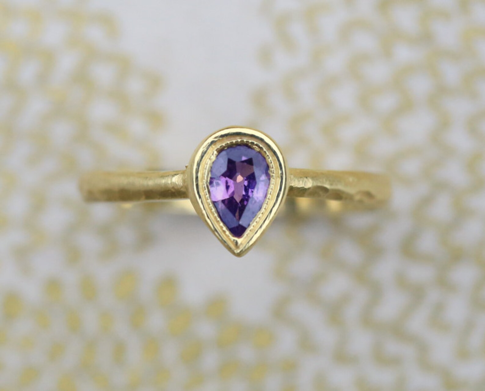 Purple Sapphire Ring. Pear Shape Sapphire Ring. 18k Yellow - Etsy