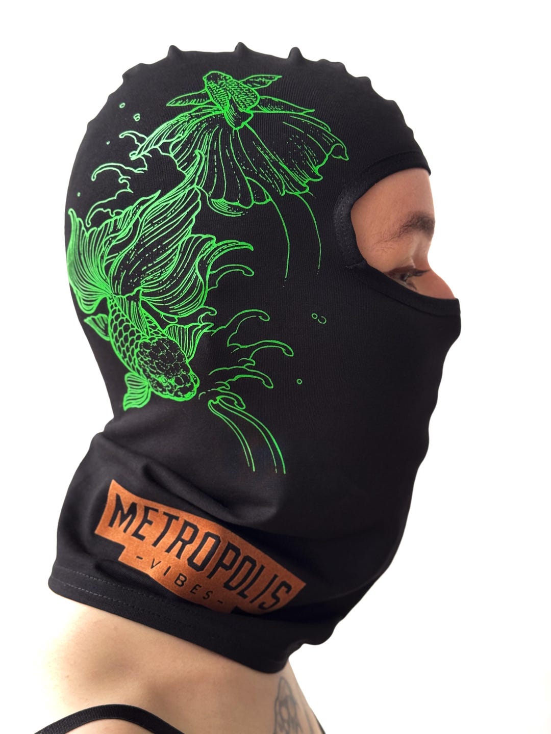 Green Koi Balaclava, Cyberpunk Style Face Mask, Bold Streetwear Ski ...