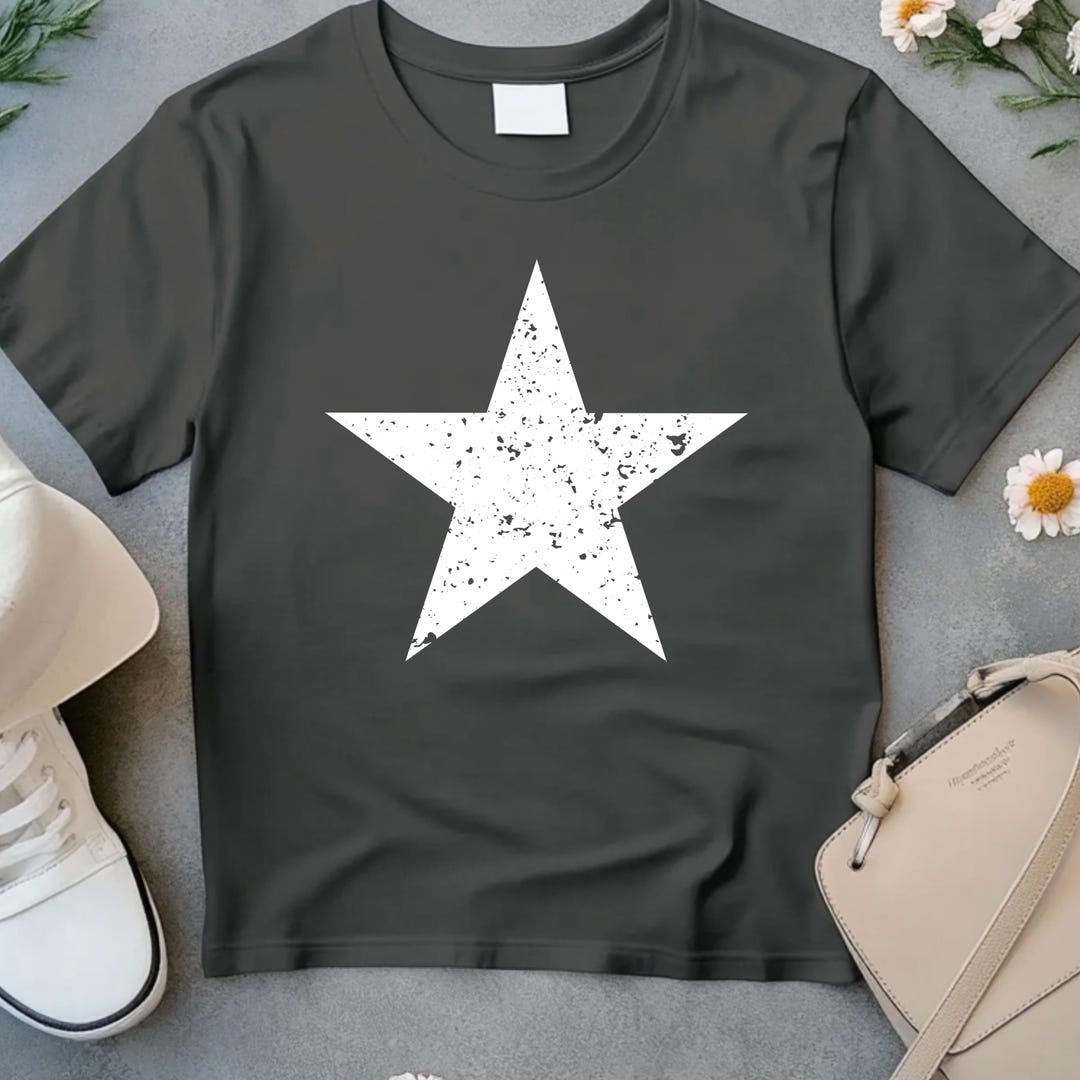 Distressed Star Shirt, White Star Shirt, Black Star, Star Shirt, Star ...