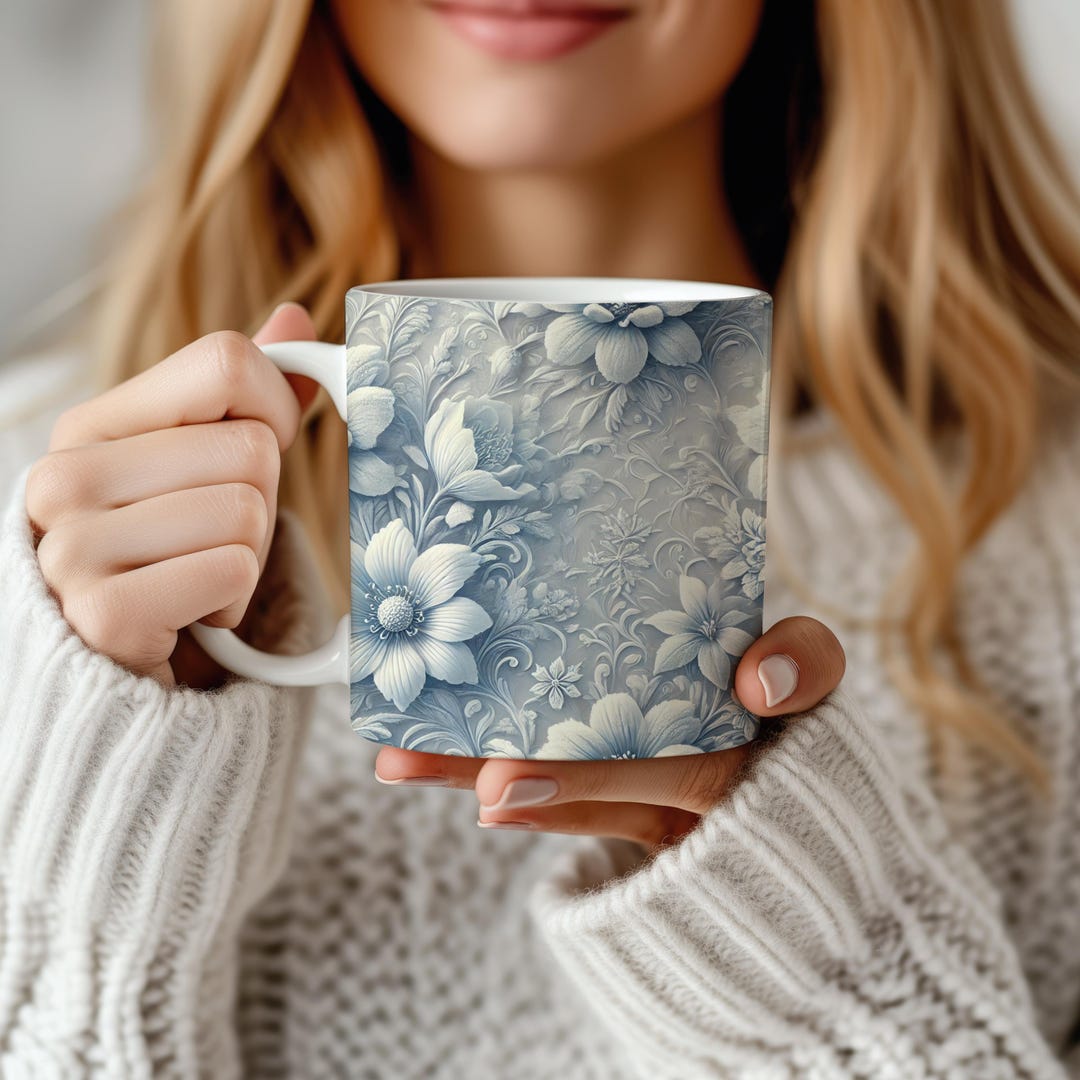 Flower Mug, Snow Mug, Ice Mug, Christmas Mug, Snow Flower Mug, Ice ...
