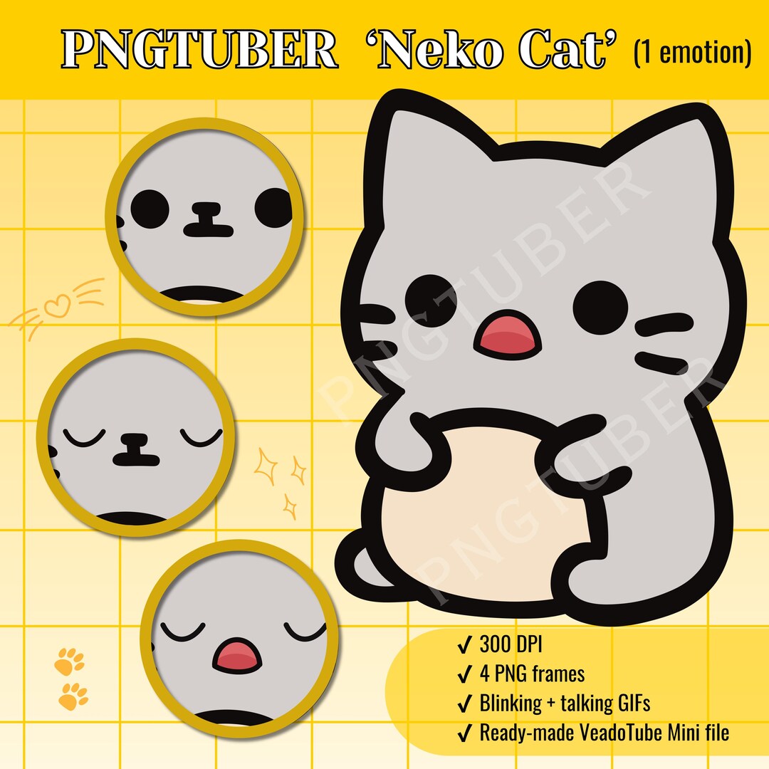 Premade Cat Pngtuber, PNG Tuber Commission, Vtuber Model Assets, Live2d ...
