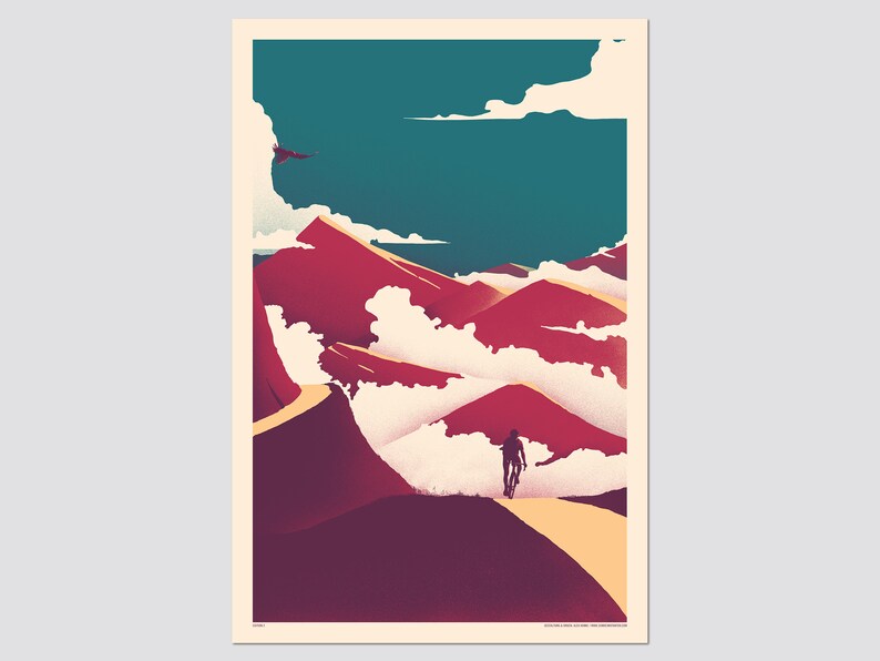 The Mountains Part 2 Screen Print / Bike and Mountains Art - Etsy