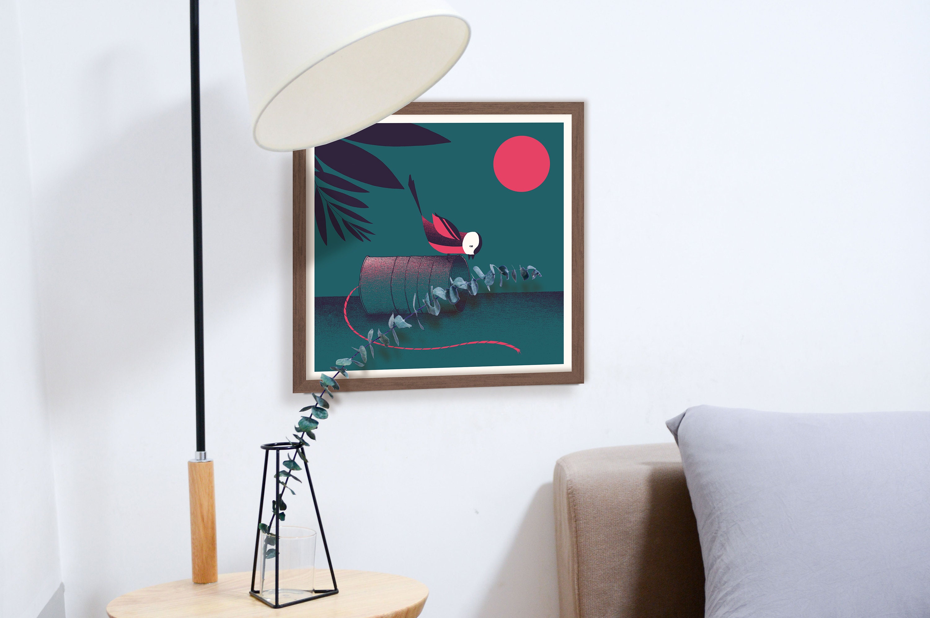 Birds Screen Print Nature Wall Art Decor Retro Illustration | Etsy