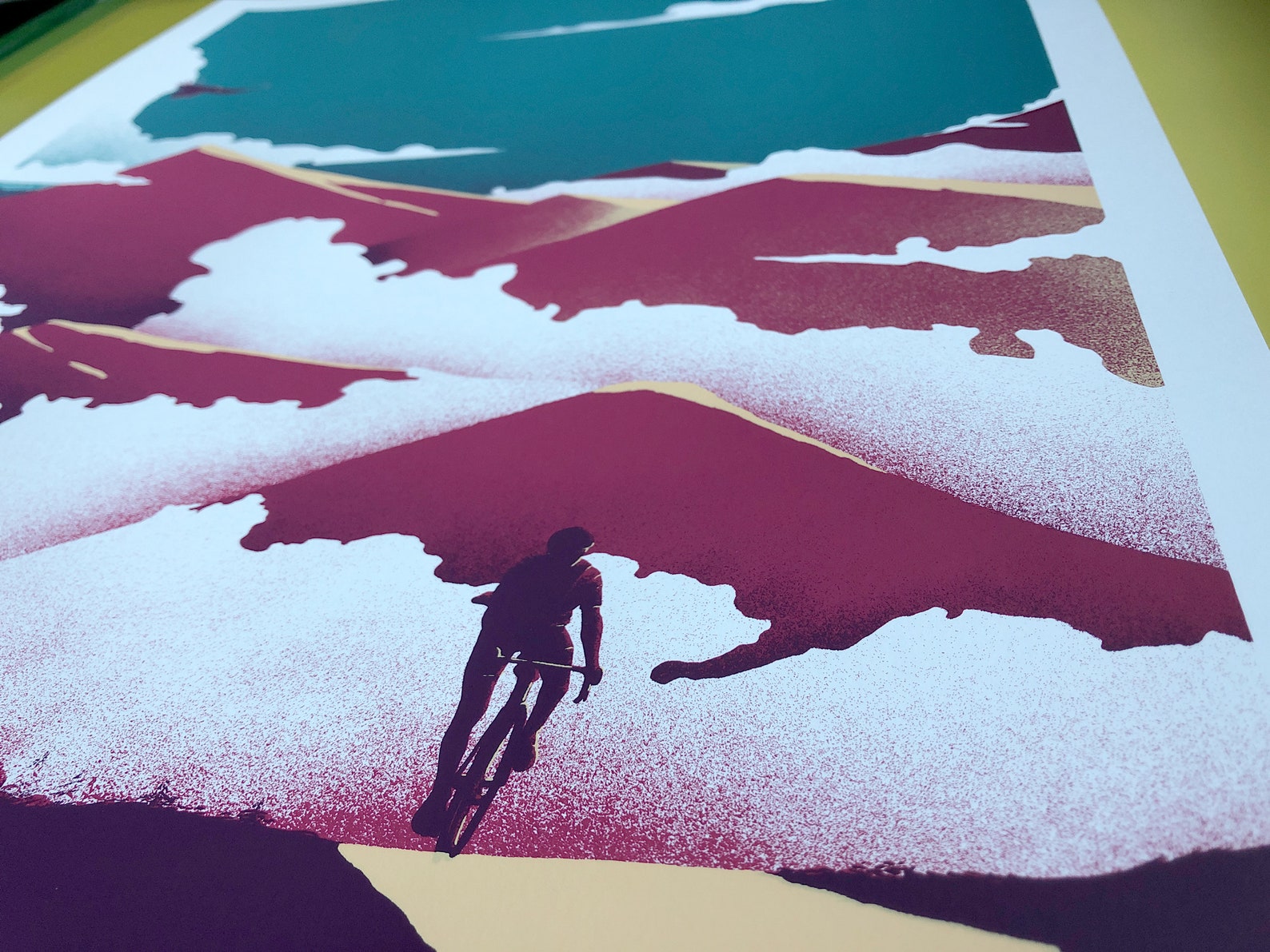 The Mountains Part 2 Screen Print / Bike and Mountains Art - Etsy