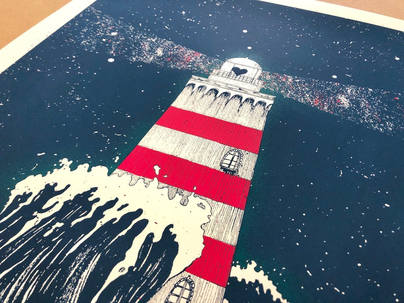 Andromeda Screen Print / Lighthouse Art Print / Limited | Etsy
