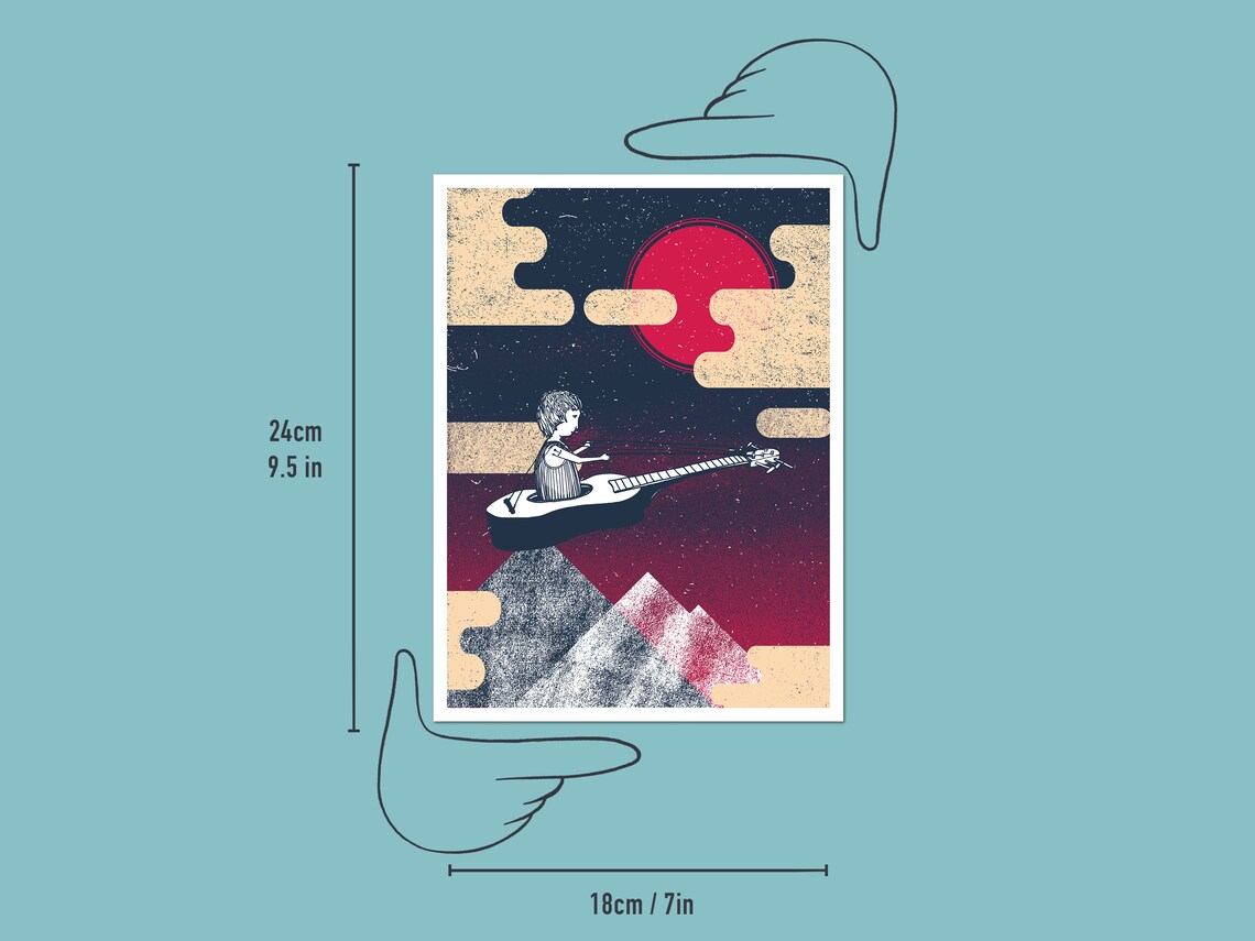 Musician Art Print Music in Space Screen Print / Small | Etsy