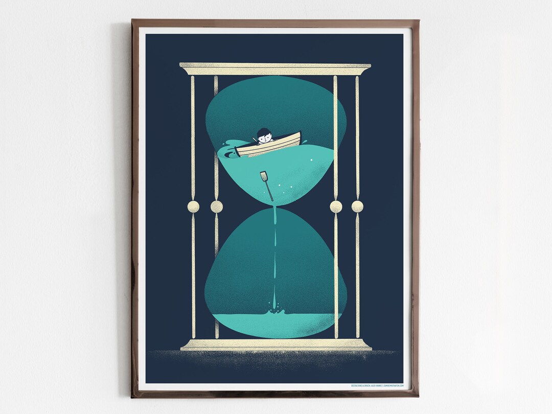 Time is Now Screen Print / Hour Glass Art Print / Limited Edition ...