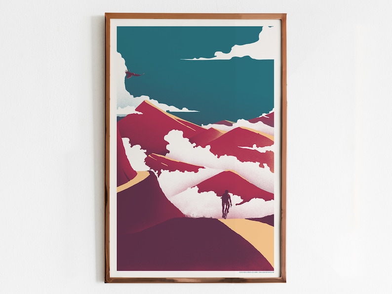 The Mountains Part 2 Screen Print / Bike and Mountains Art - Etsy