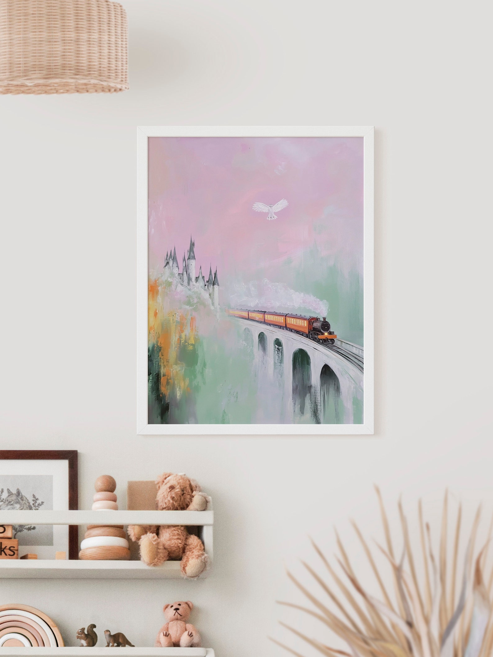 Magic School Wall Art, Magic Train Poster, Boy Wizard Painting ...
