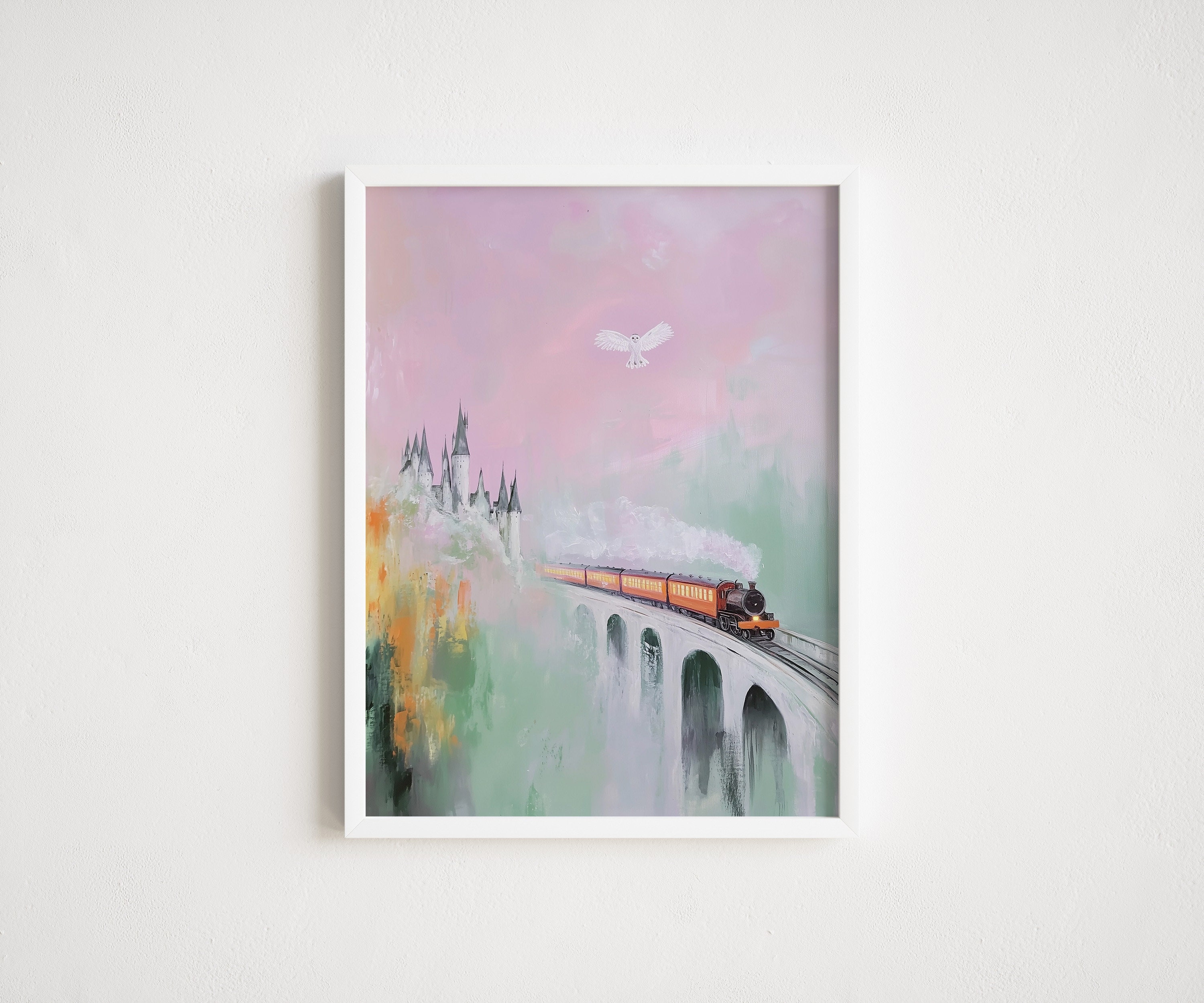 Magic School Wall Art, Magic Train Poster, Boy Wizard Painting ...