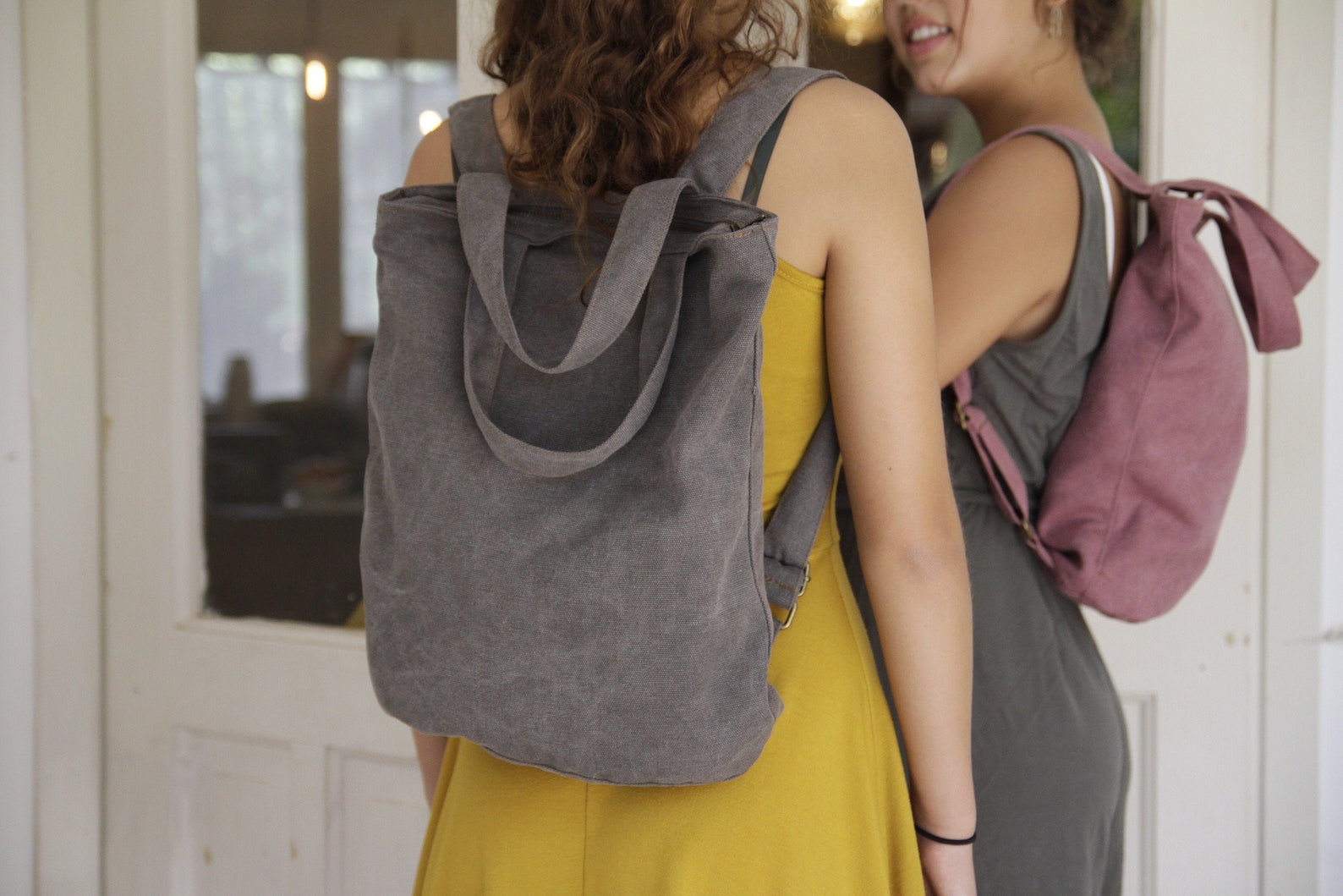 Grey Backpack Purse Everyday Backpack Vegan Backpacks - Etsy