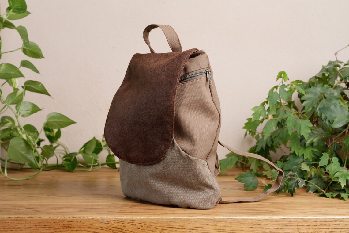 VEGAN Women Small Brown Backpack Purse Bohemian Everyday | Etsy