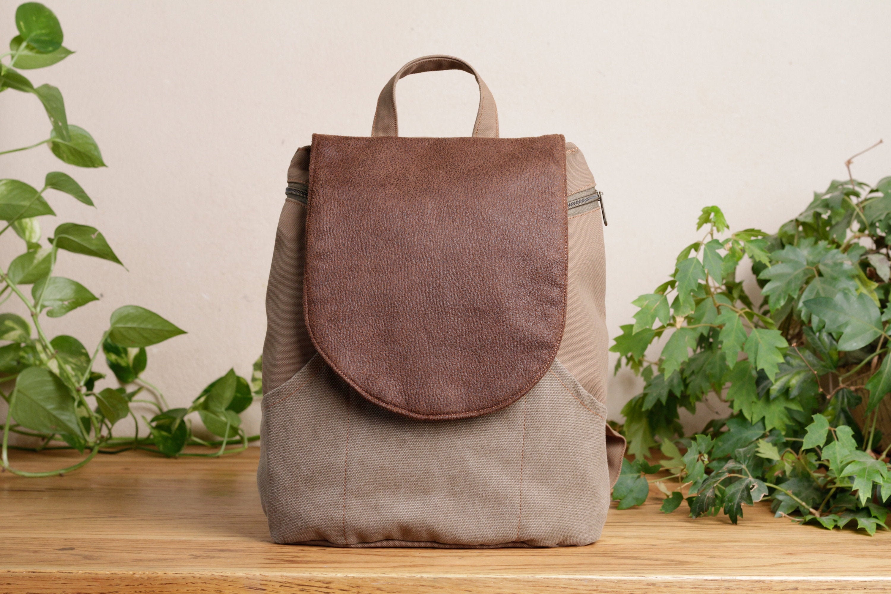 VEGAN Women Small Brown Backpack Purse Bohemian Everyday | Etsy