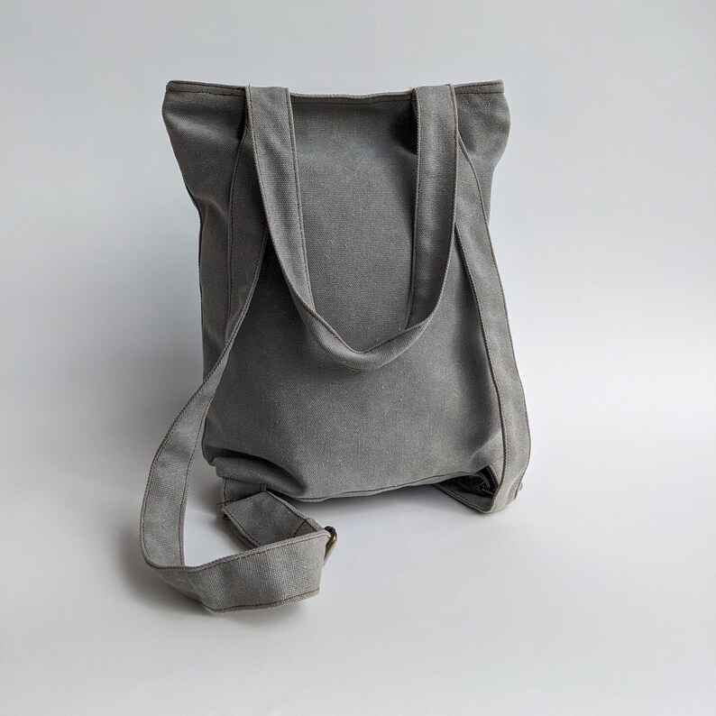 Grey Backpack Purse Everyday Backpack Vegan Backpacks - Etsy