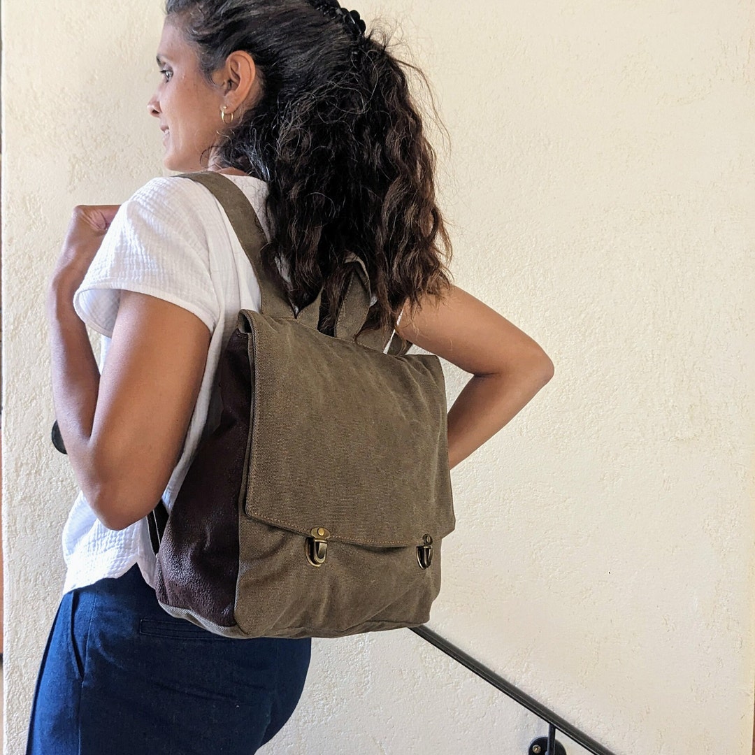 Brown Satchel Backpack, Vegan Eco Friendly Bag, Everyday Rucksack ...